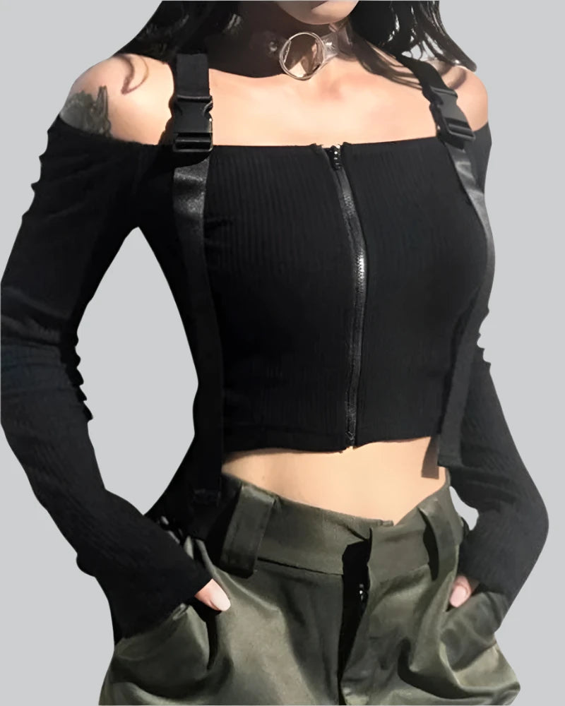 Black Buckle Top | Techwear