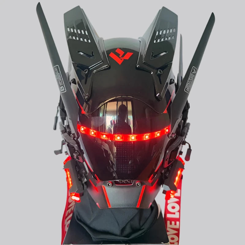 Red LED Cyberpunk Helmet | Techwear