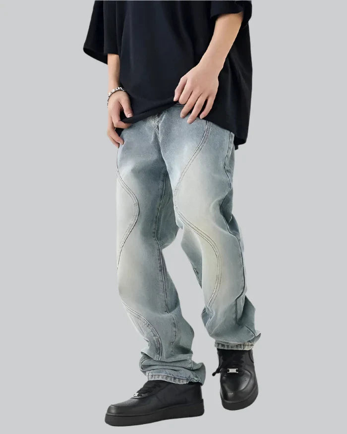 Y2K Light Blue Baggy Jeans | Techwear