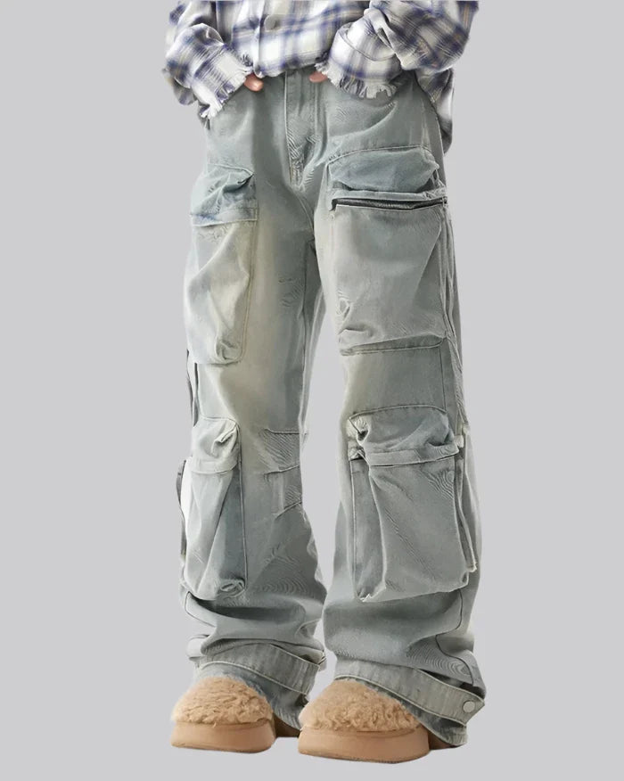 Y2K Light Blue Cargo Jeans | Techwear